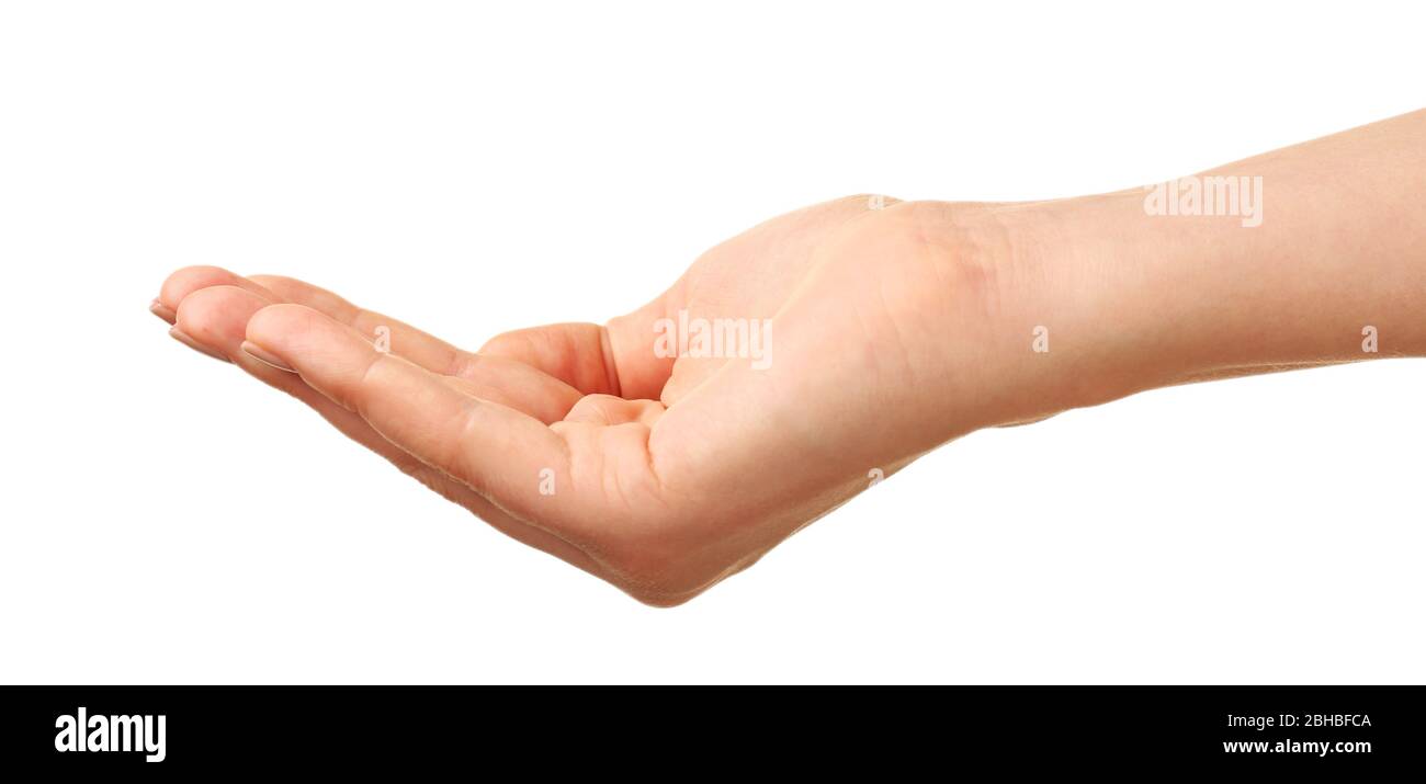 Female hand gesture isolated on white Stock Photo - Alamy