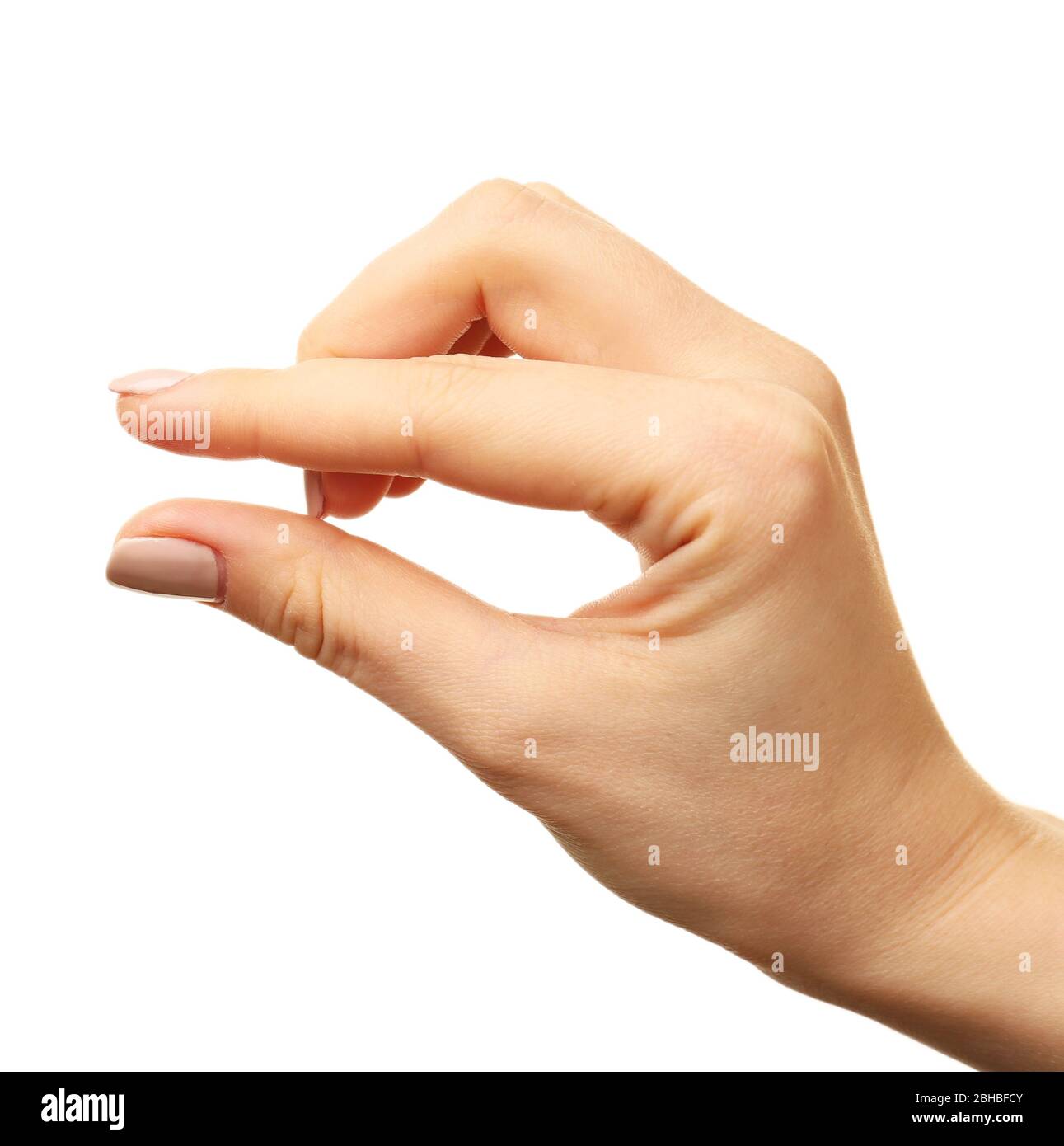 Female hand gesture isolated on white Stock Photo - Alamy