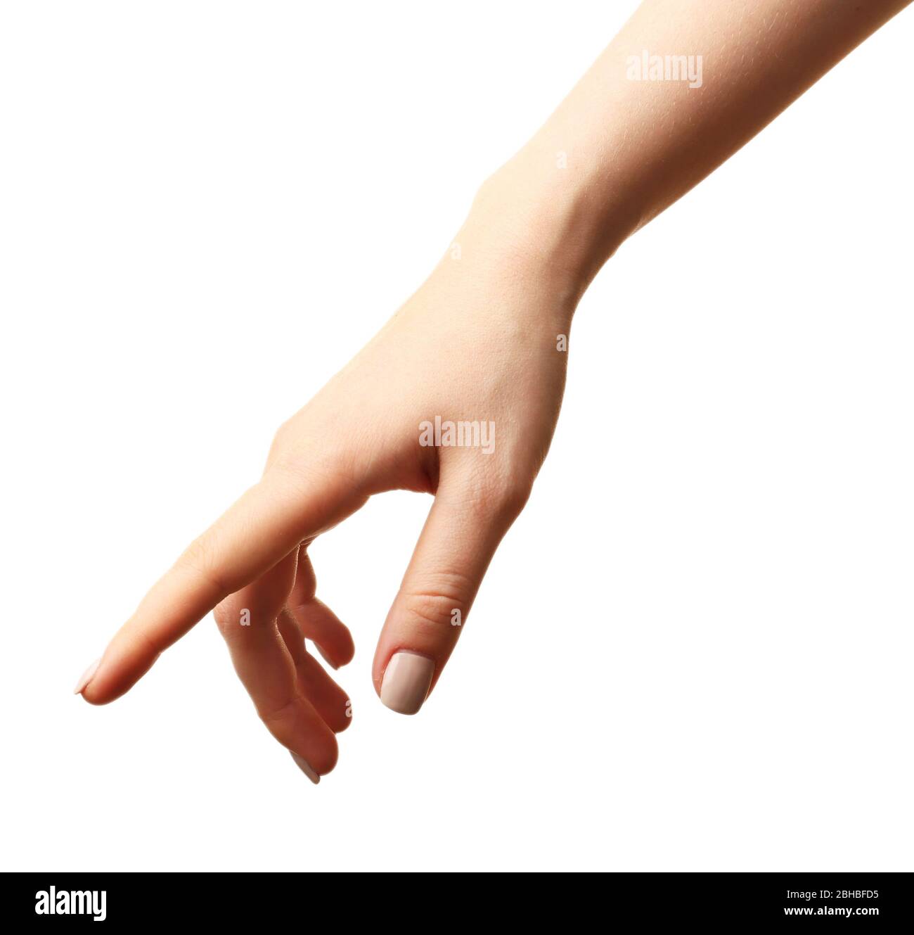 Female hand gesture isolated on white Stock Photo - Alamy