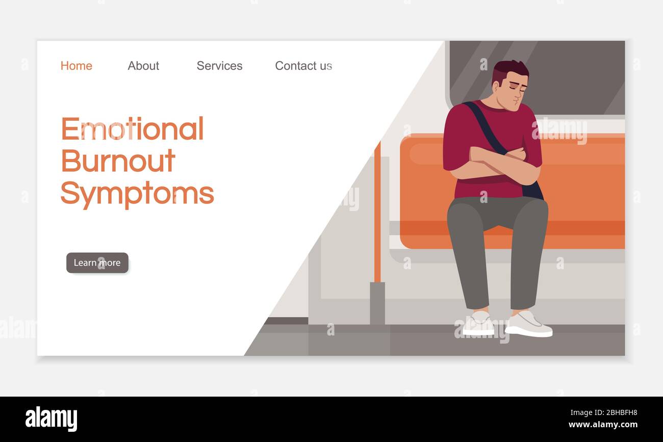 Emotional burnout symptoms landing page vector template Stock Vector ...