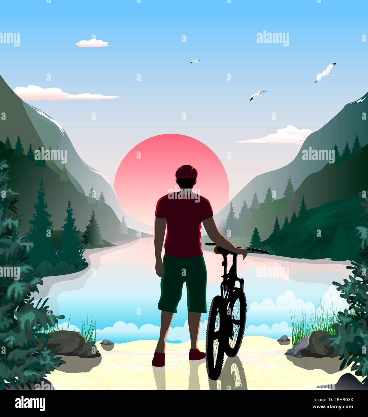 Stones in summer forest Stock Vector Images - Alamy