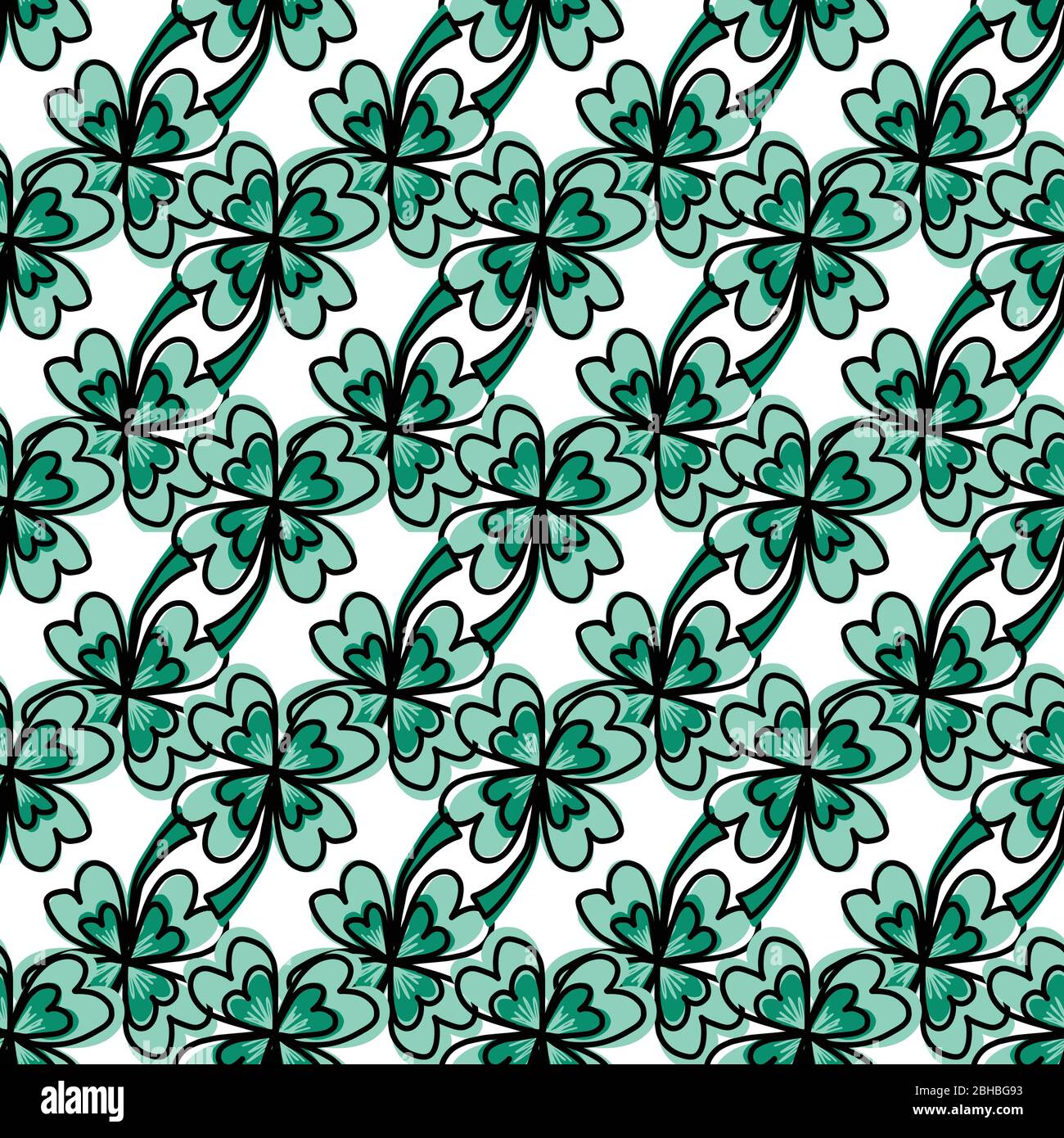 Four-leaf clover seamless vector pattern. Repeating background Stock ...