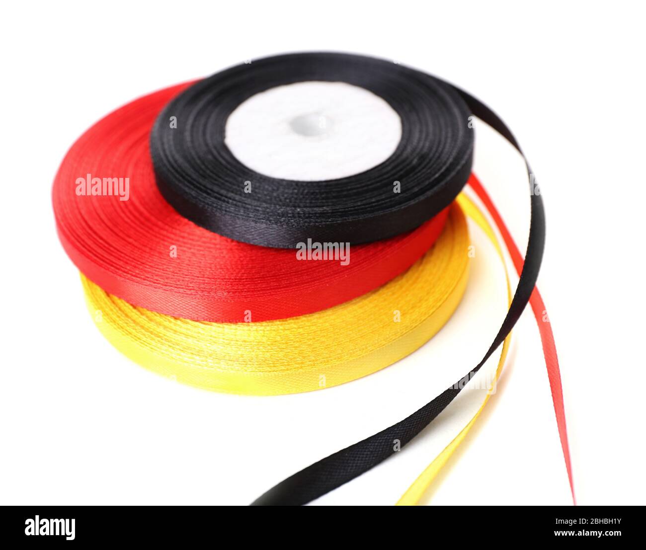 Colorful satin ribbons isolated on white Stock Photo - Alamy