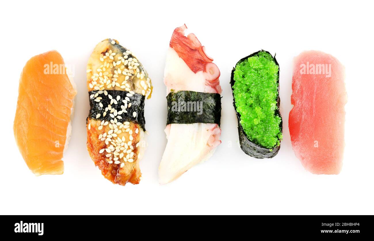 Sushi set isolated on white Stock Photo - Alamy