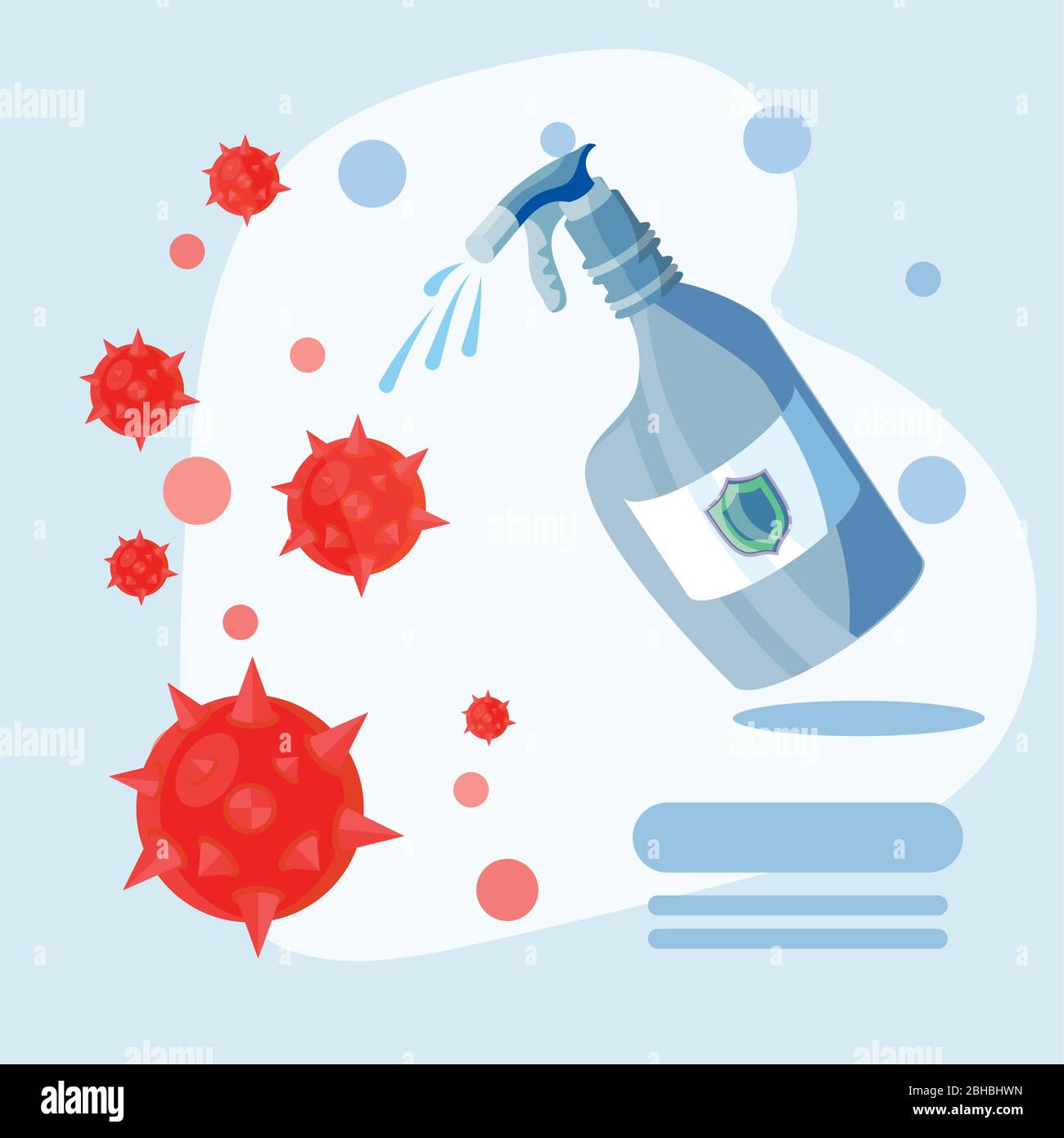 poster with disinfectant bottle, protect yourself properly against ...