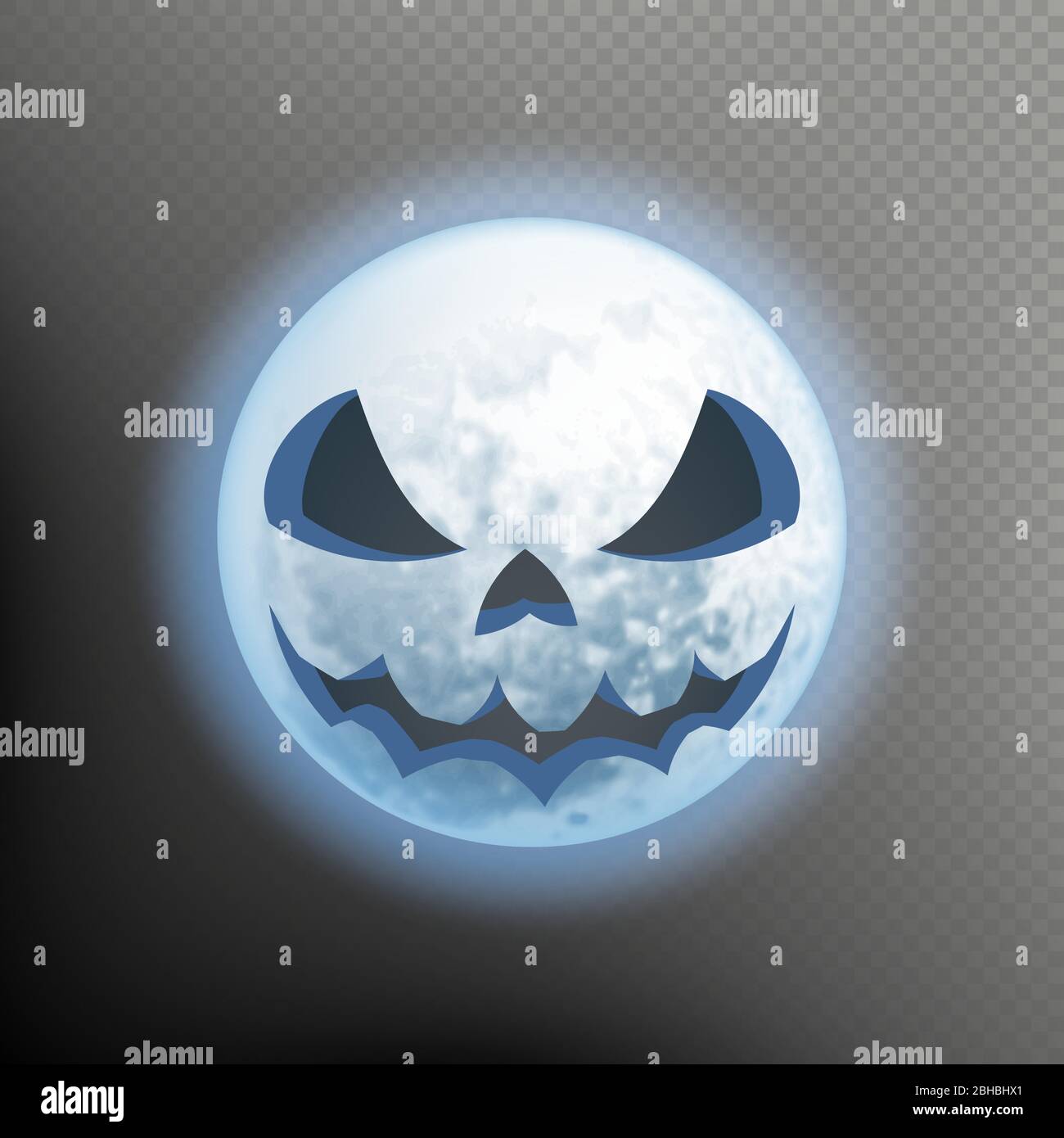 Halloween postcard with an ominous moon. Scary face on the Moon ...