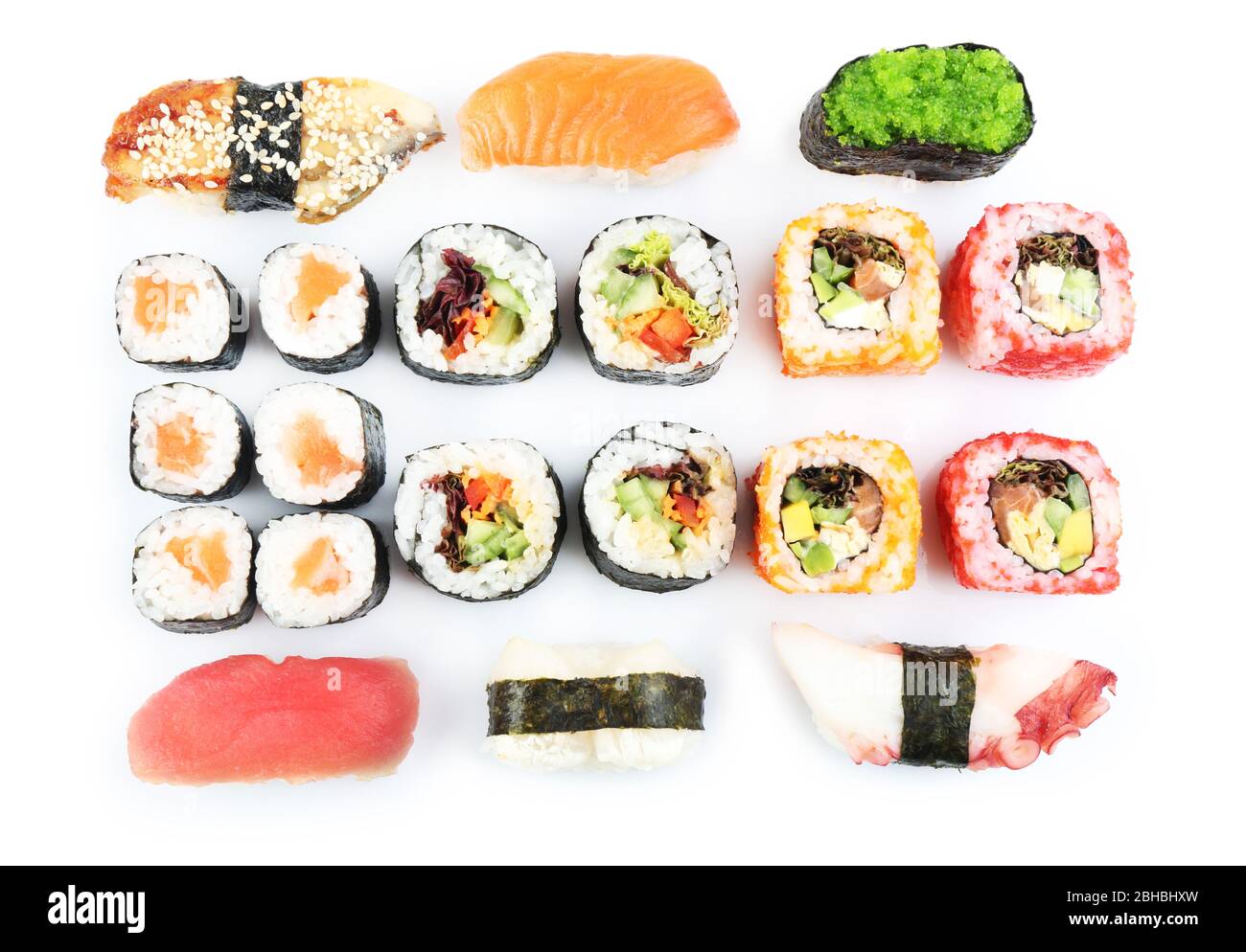 Sushi pieces collection isolated on white Stock Photo - Alamy