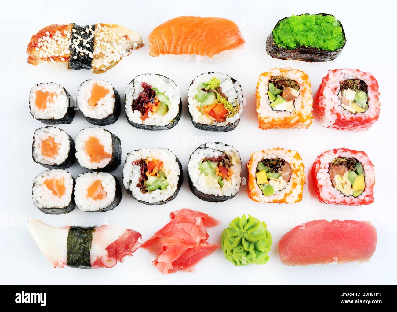 Sushi pieces collection isolated on white Stock Photo - Alamy