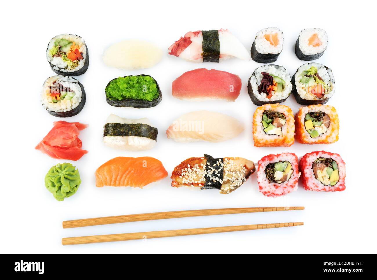 Sushi pieces collection isolated on white Stock Photo - Alamy