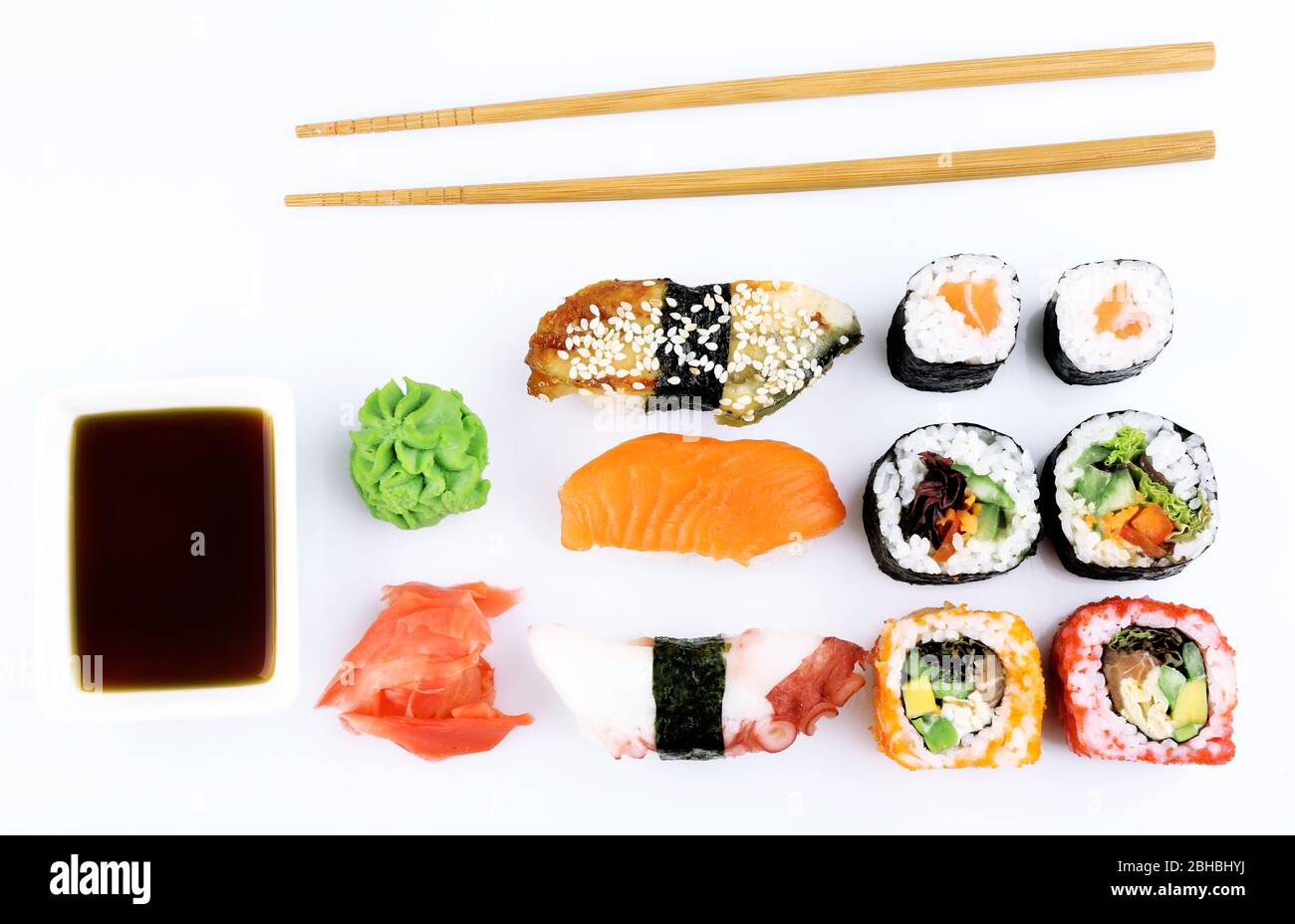 Sushi pieces collection isolated on white Stock Photo - Alamy