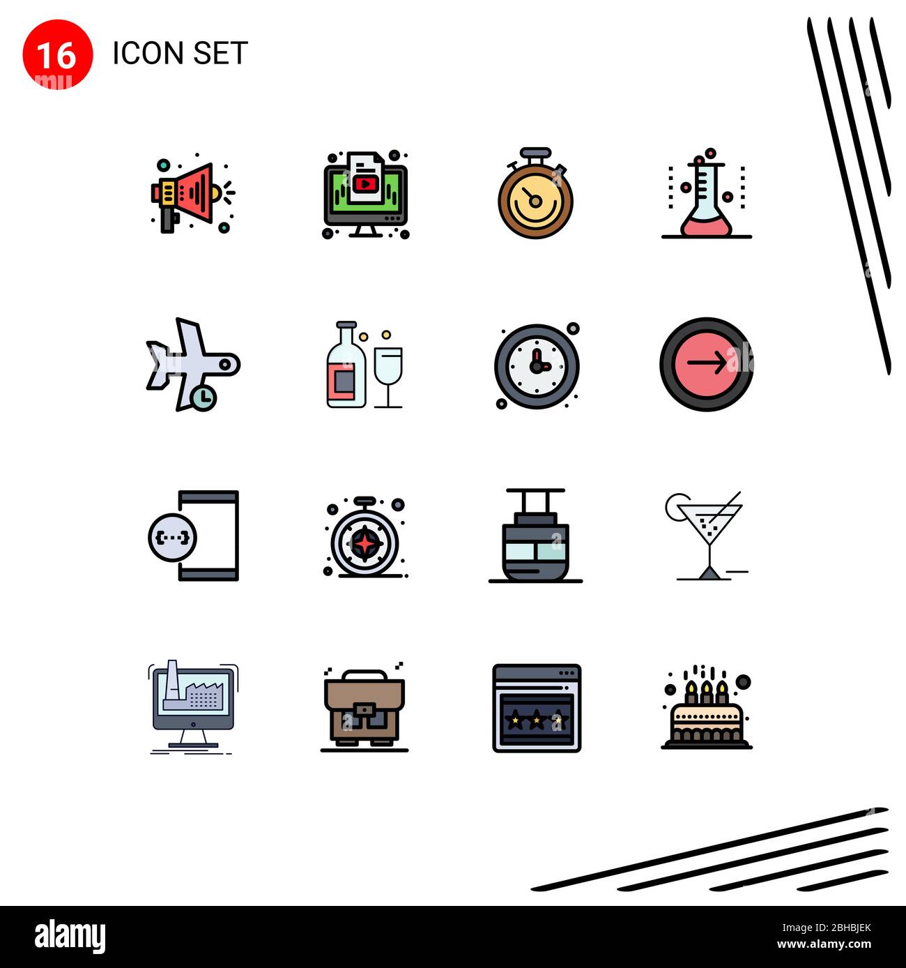 Stock Vector Icon Pack of 16 Line Signs and Symbols for flight, test ...