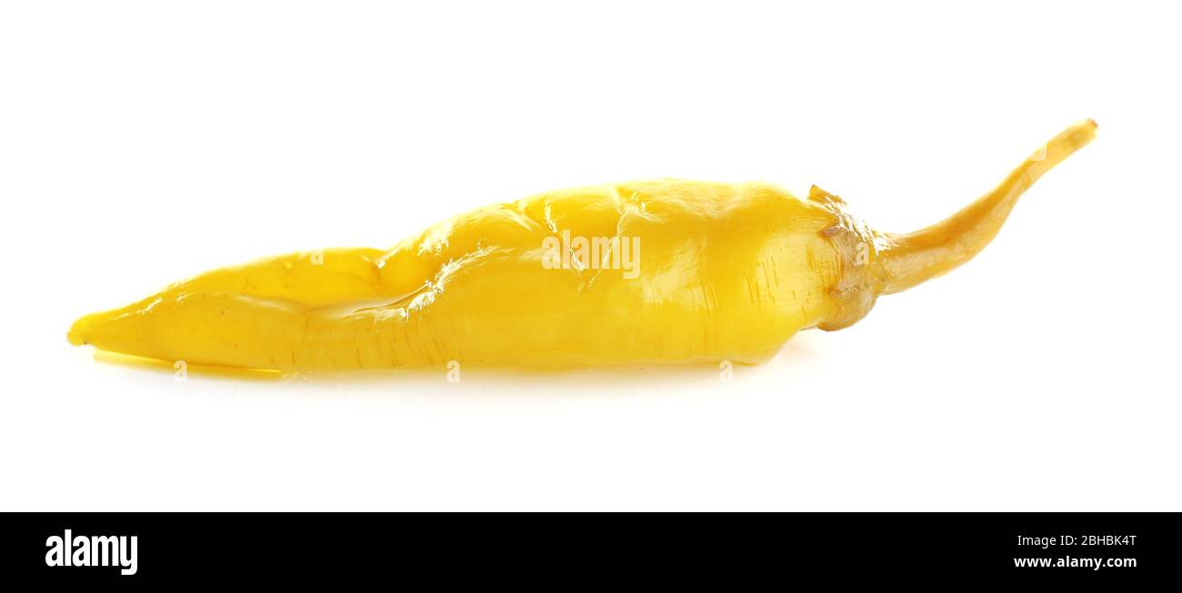 Pickled yellow pepper isolated on white Stock Photo - Alamy
