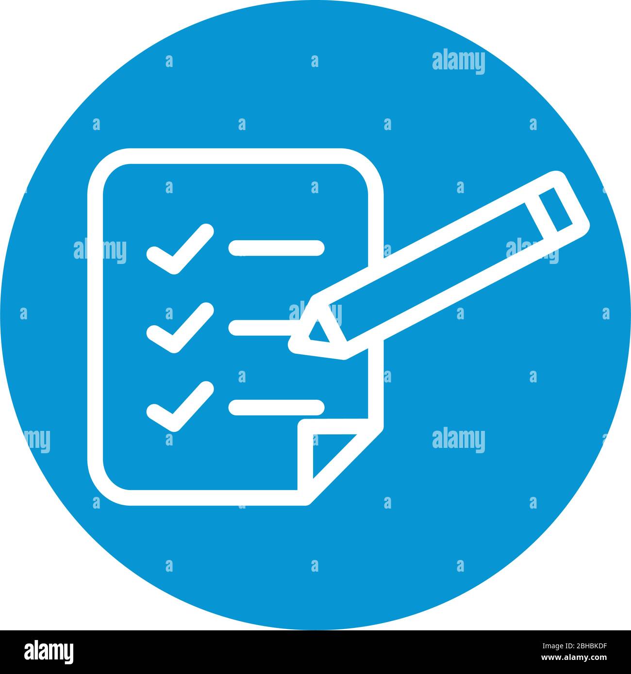 pencil and checklist icon over white background, line color style ...