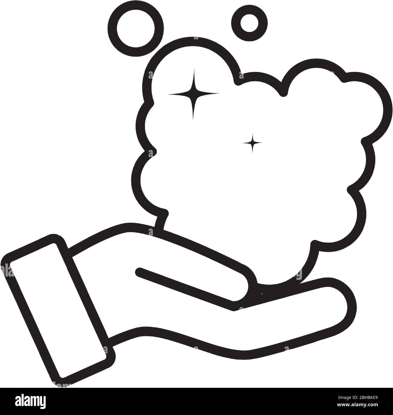 hand with soapy water over white background, line style, vector ...