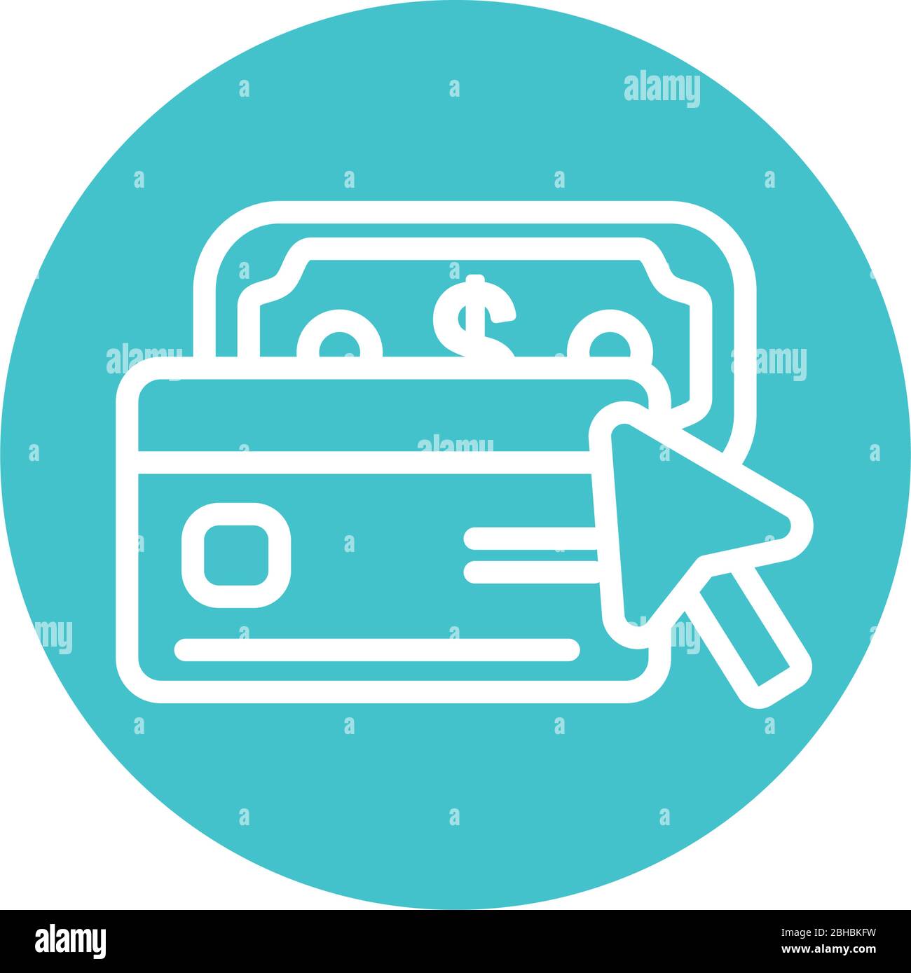 web cursor with credit card and money bill icon over white background ...