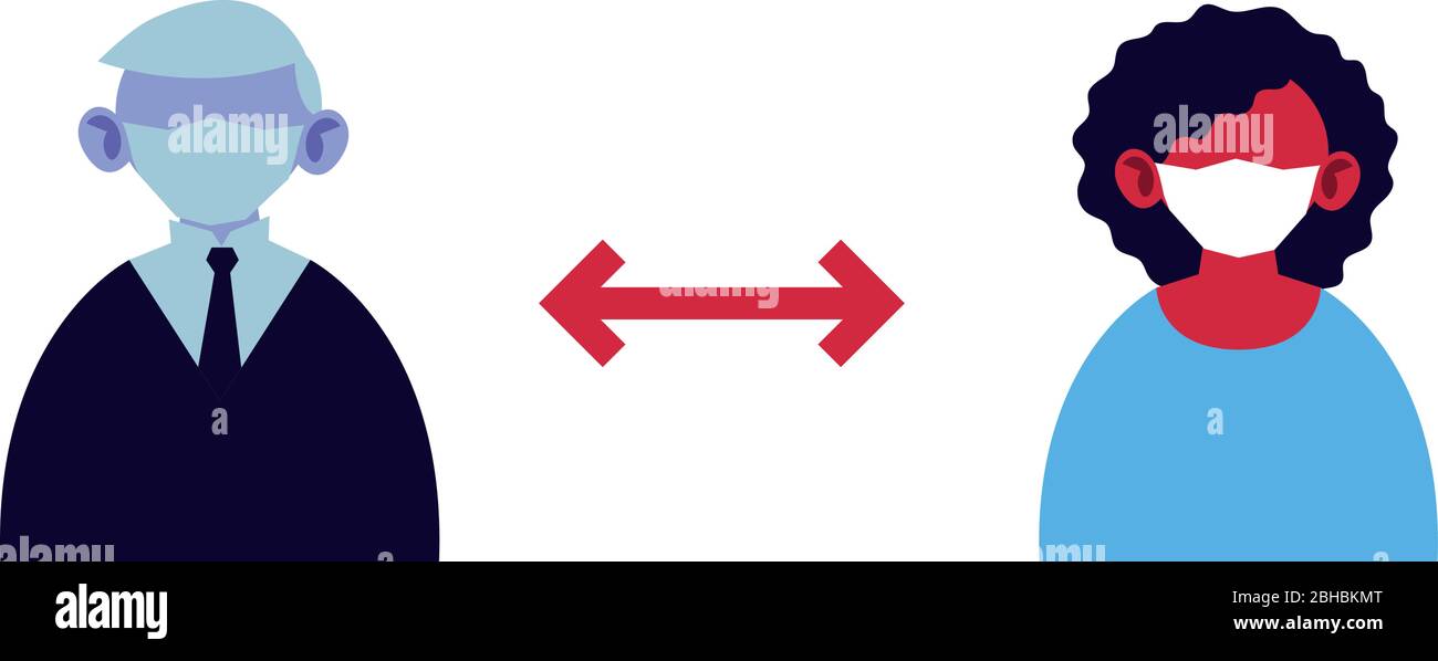 people keep social distance on white background vector illustration ...