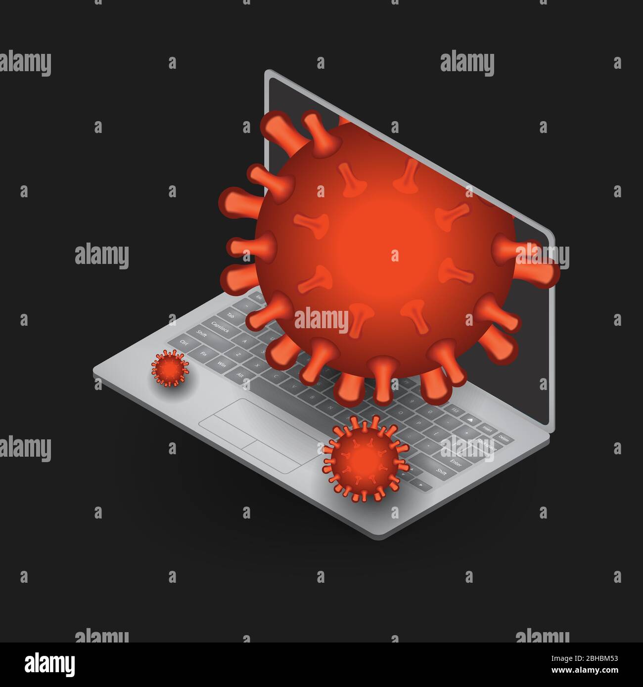 Virus drops from the laptop. Pandemic concept Stock Vector Image & Art ...