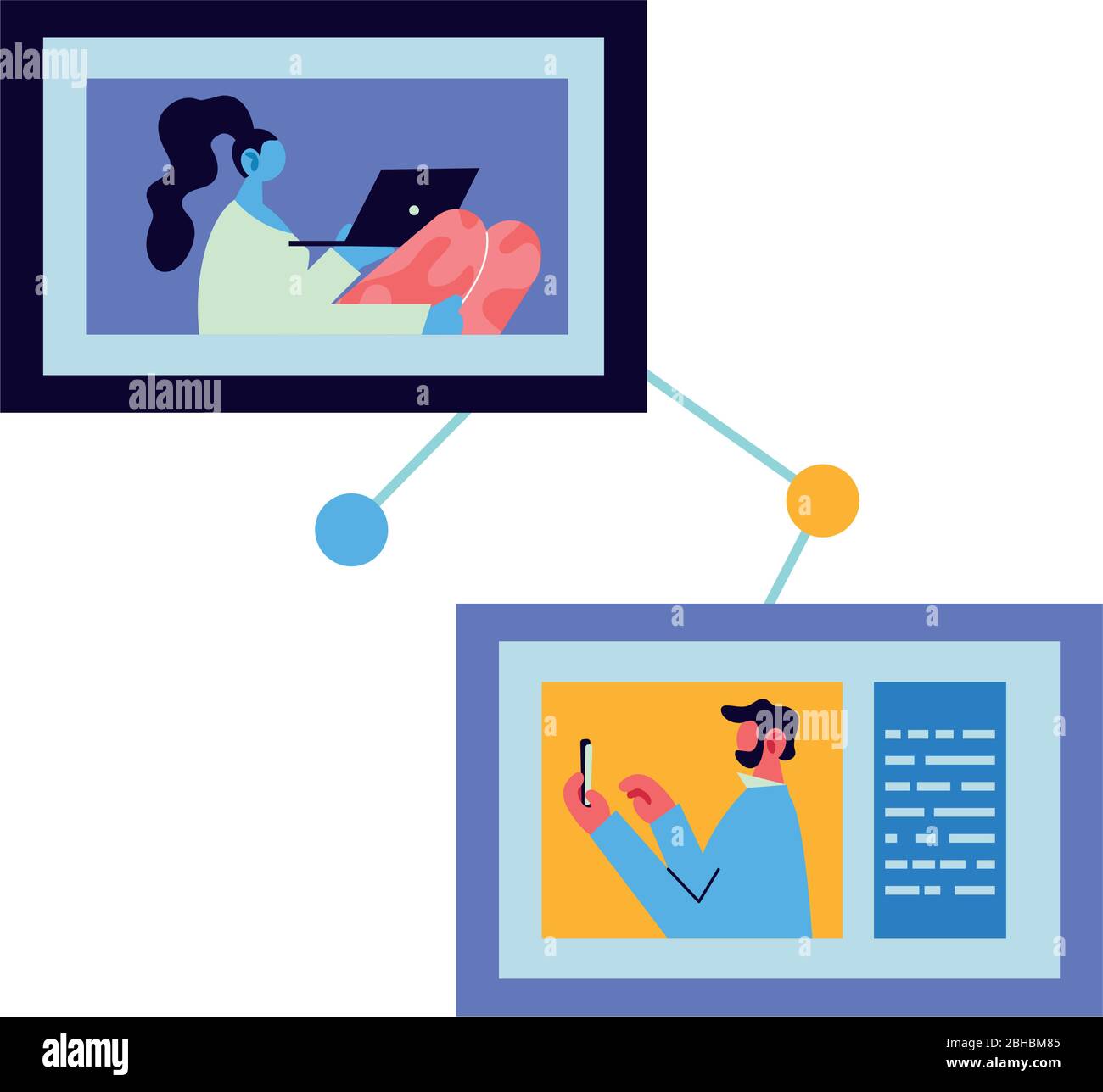 couple working by video call vector illustration design Stock Vector ...