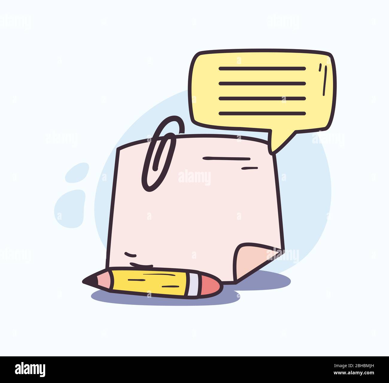 Pencil paper note with clip and bubble design, Creativity artk theme ...