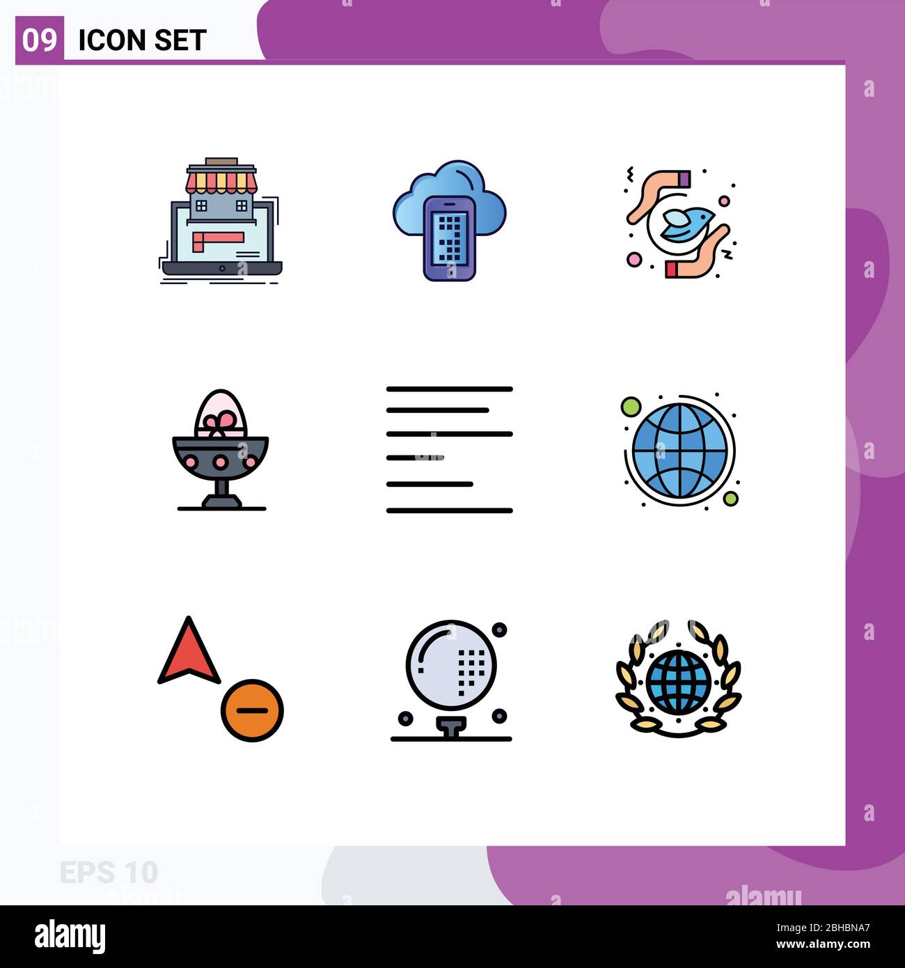 Stock Vector Icon Pack of 9 Line Signs and Symbols for egg, boiled egg ...