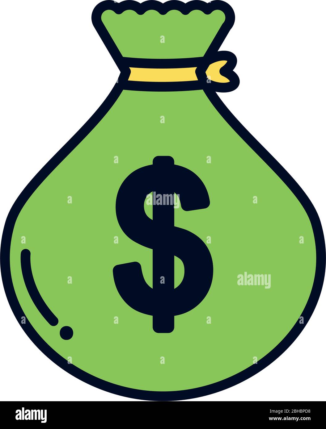 money bag icon over white background, block line style, vector ...
