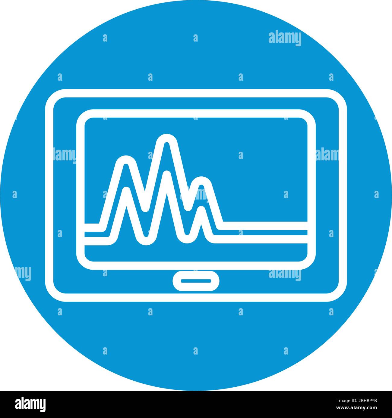 cardio monitor device icon over white background, line block style ...