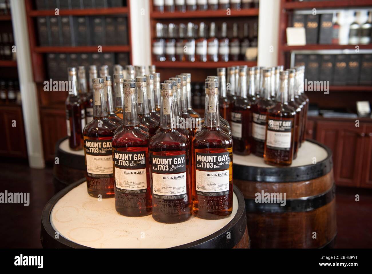 Caribbean, Barbados, Gay Rum factory. Bottles of rum Stock Photo - Alamy