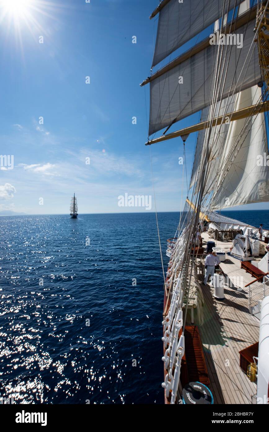 Caribbean, Dominica. Star Clipper sailing ship Stock Photo - Alamy