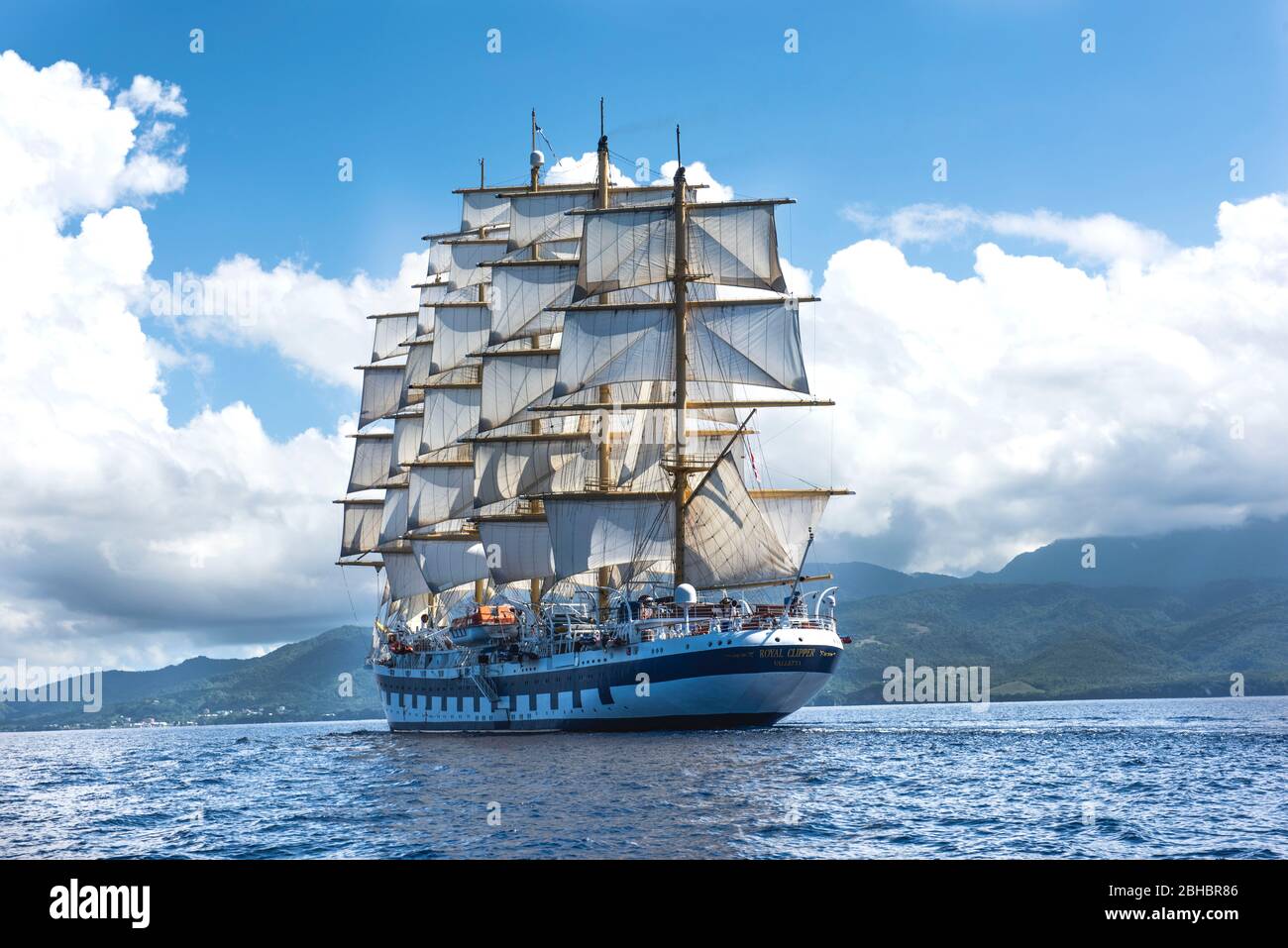 Caribbean, Dominica. Star Clipper sailing ship Stock Photo - Alamy