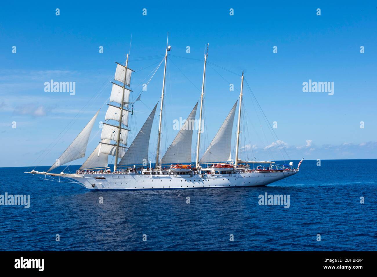 Caribbean, Dominica. Star Clipper sailing ship Stock Photo - Alamy