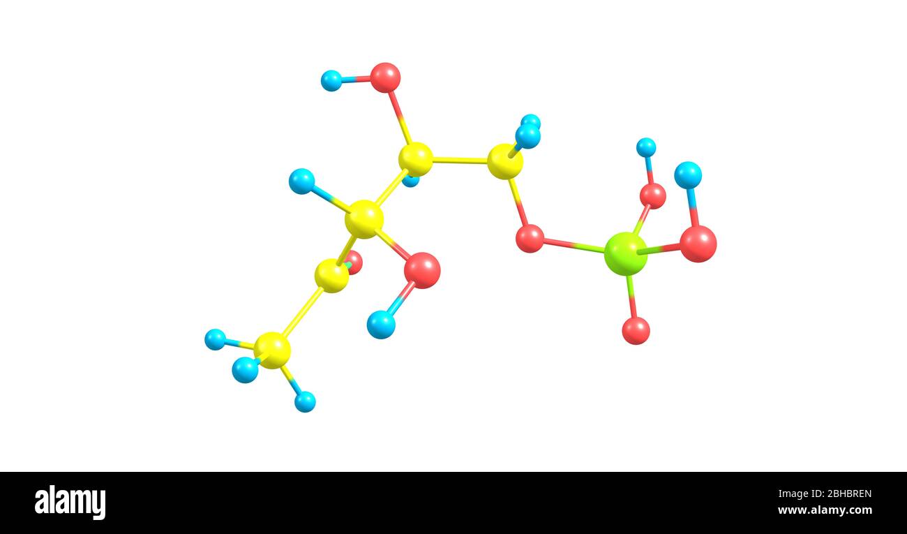 Dihydrogen phosphate or DOXP compound on white background. 3d ...