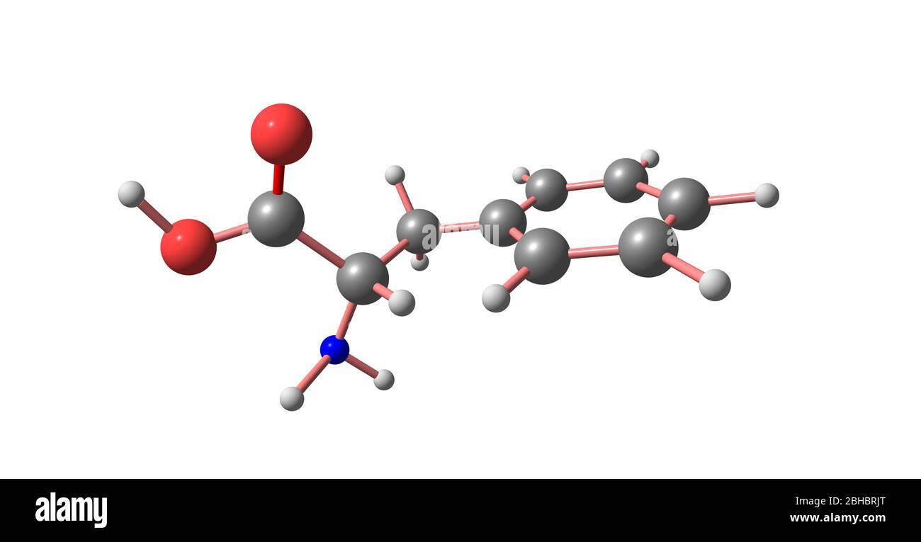 Phenylalanine or Phe is an amino acid with the formula C9H11NO2. 3d ...