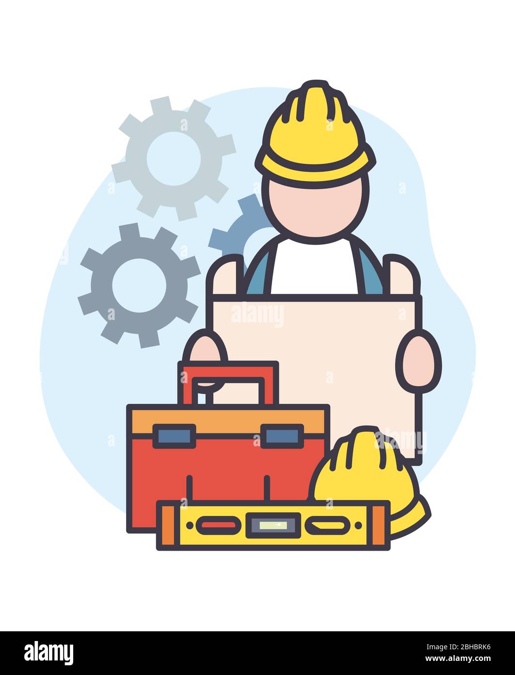 tool kits constructer man helmet and gears design of Construction ...