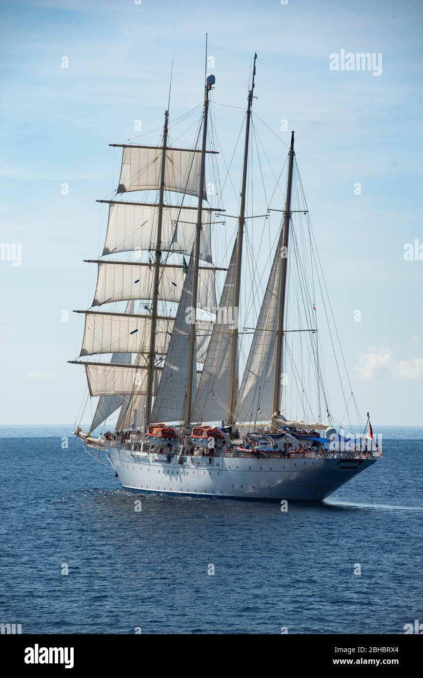 Caribbean, Lesser Antilles, Martinique, Star Clipper sailing ship Stock ...