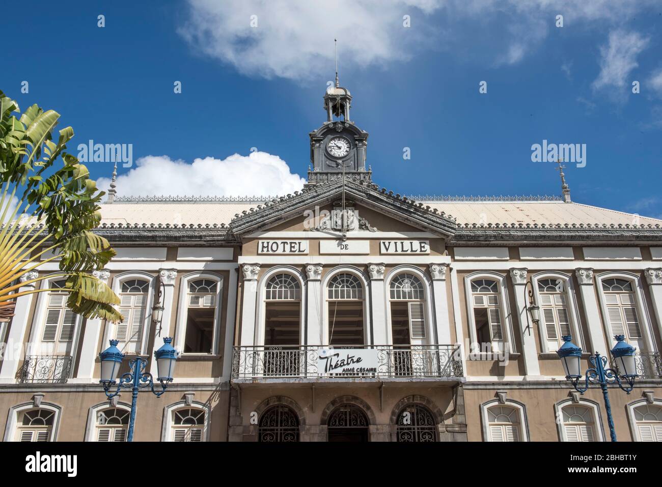 Caribbean, Lesser Antilles, Martinique Island, buildings in town Stock ...