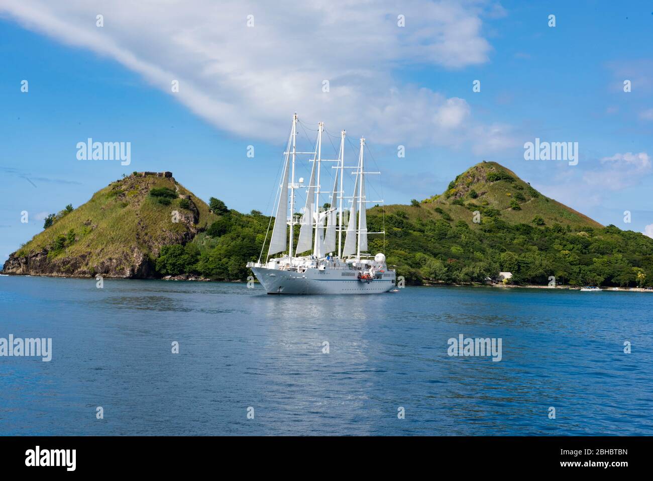 Caribbean, St. Lucia, Star Clipper sailing ship Stock Photo - Alamy