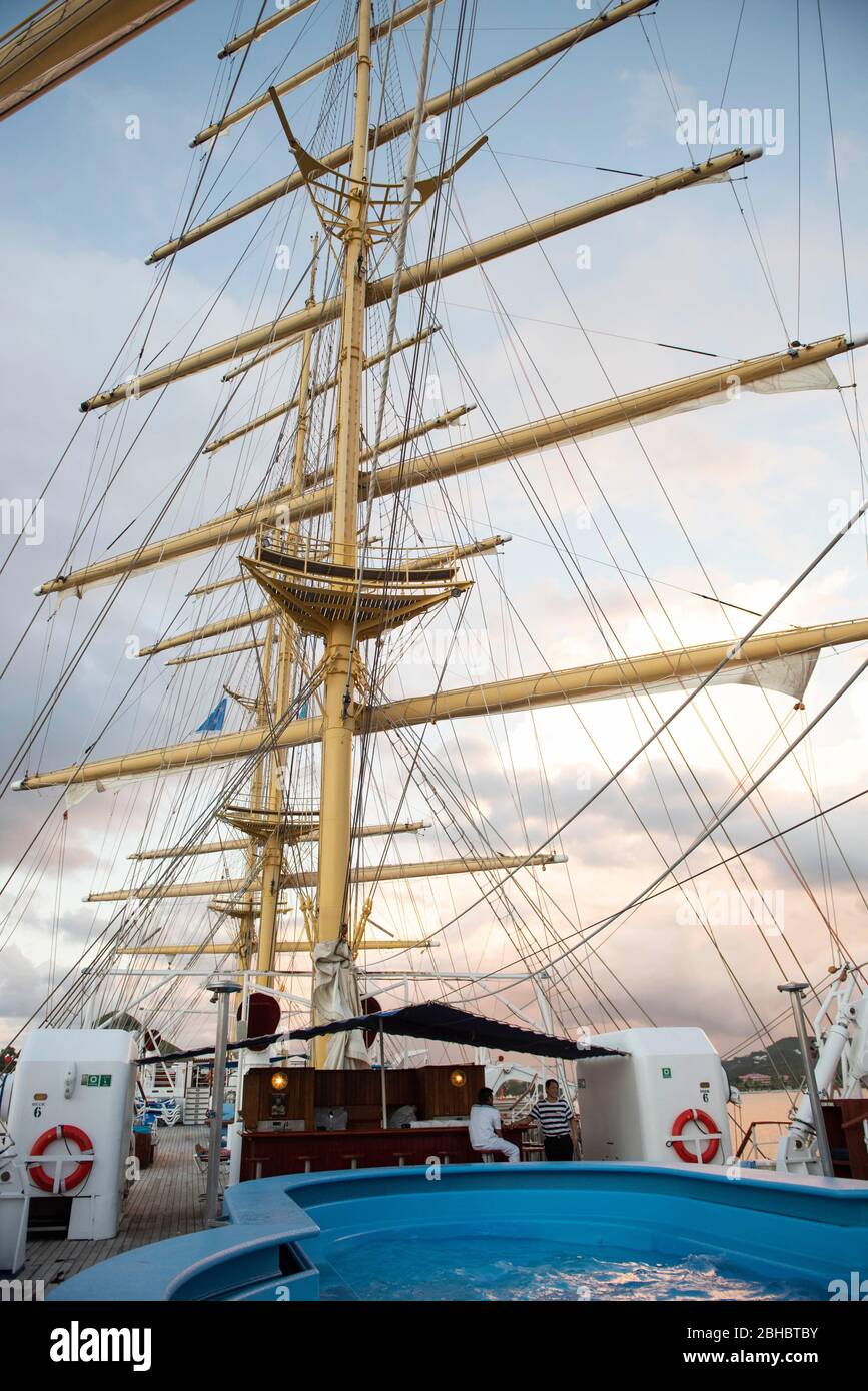 Caribbean, St. Lucia, Star Clipper sailing ship Stock Photo - Alamy