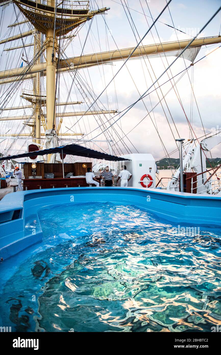 Caribbean, St. Lucia, Star Clipper sailing ship Stock Photo - Alamy