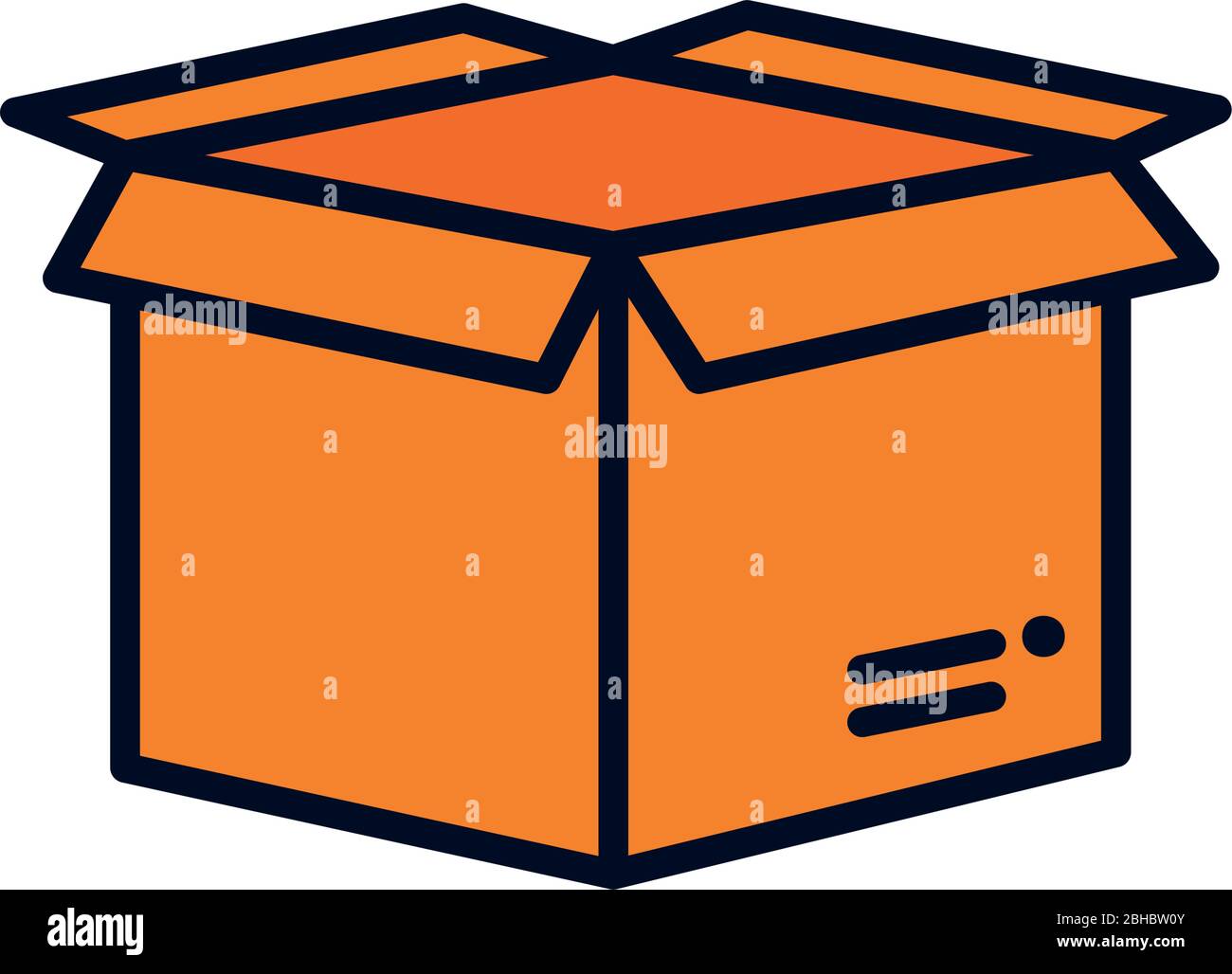 open package box icon over white background, color line style, vector ...