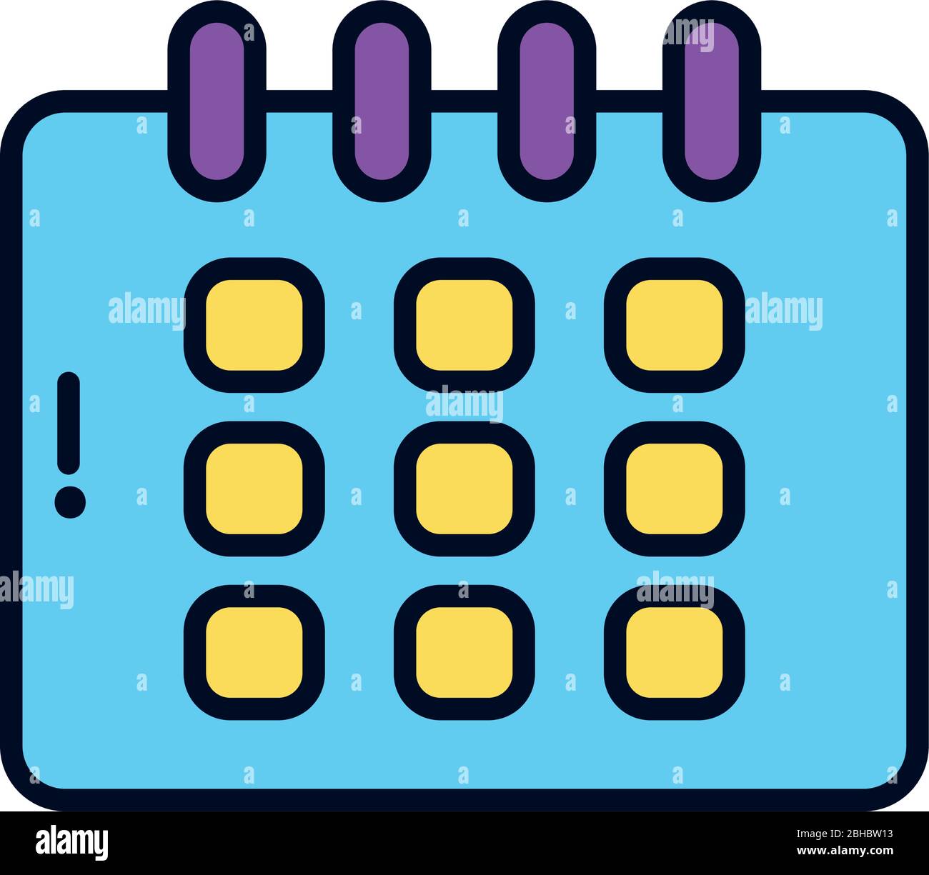 calendar planner icon over white background, color line style, vector ...