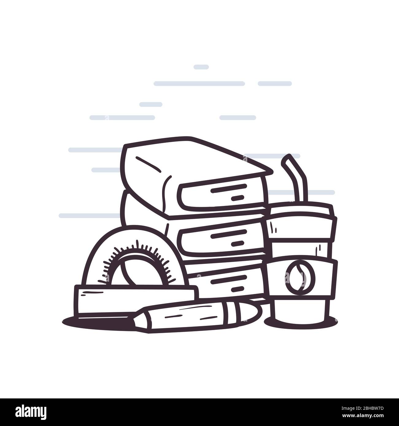 Books ruler coffee mug and pencil design, Creativity artk theme Vector ...