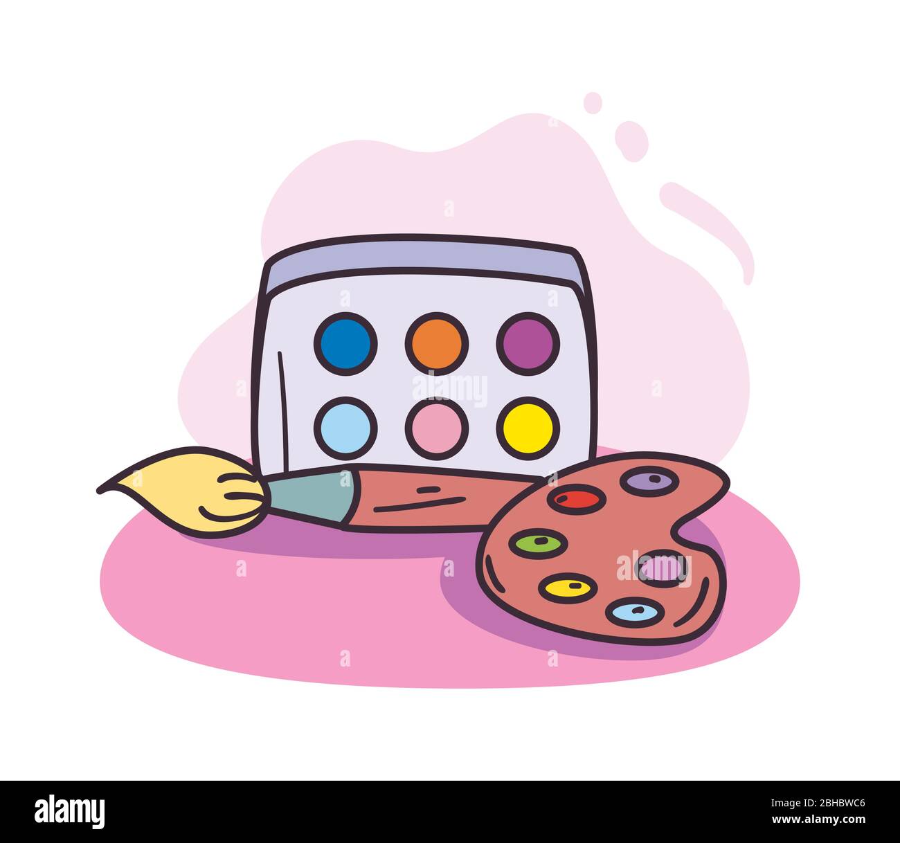 Paint palettes and brush design, Art creativity tool and work theme ...