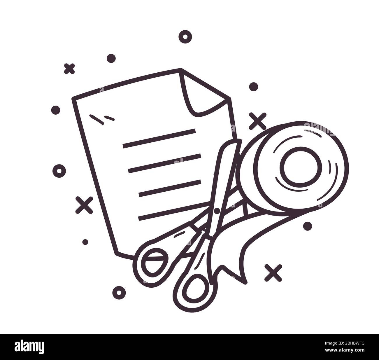 Document paper scissor and adhesive tape design, Creativity artk theme ...