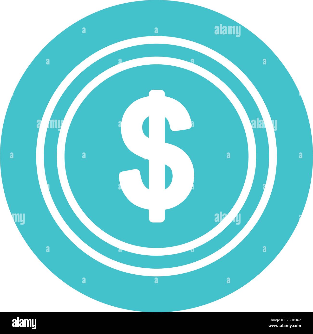 money coin icon over white background, block line style, vector ...