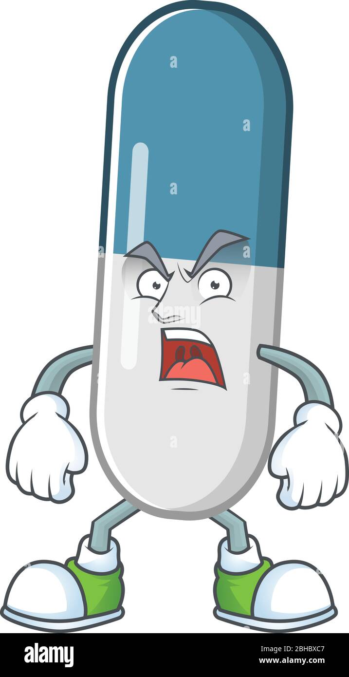 Vitamin pills cartoon character design with mad face Stock Vector Image ...