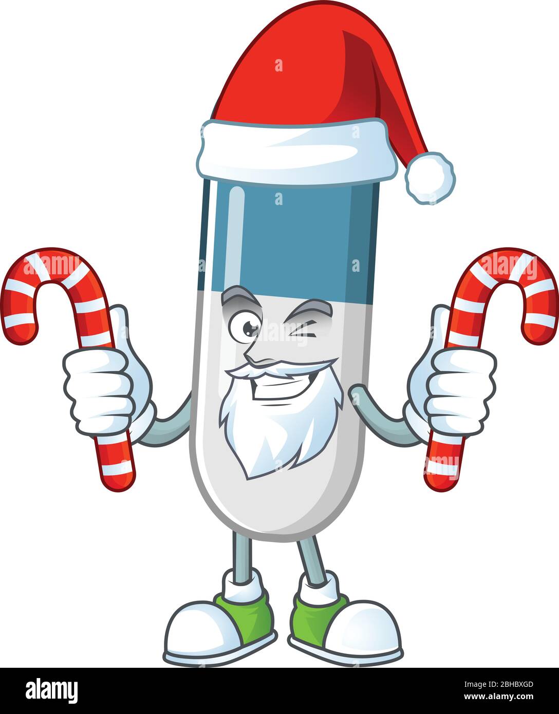Vitamin pills humble Santa Cartoon character having candies Stock ...