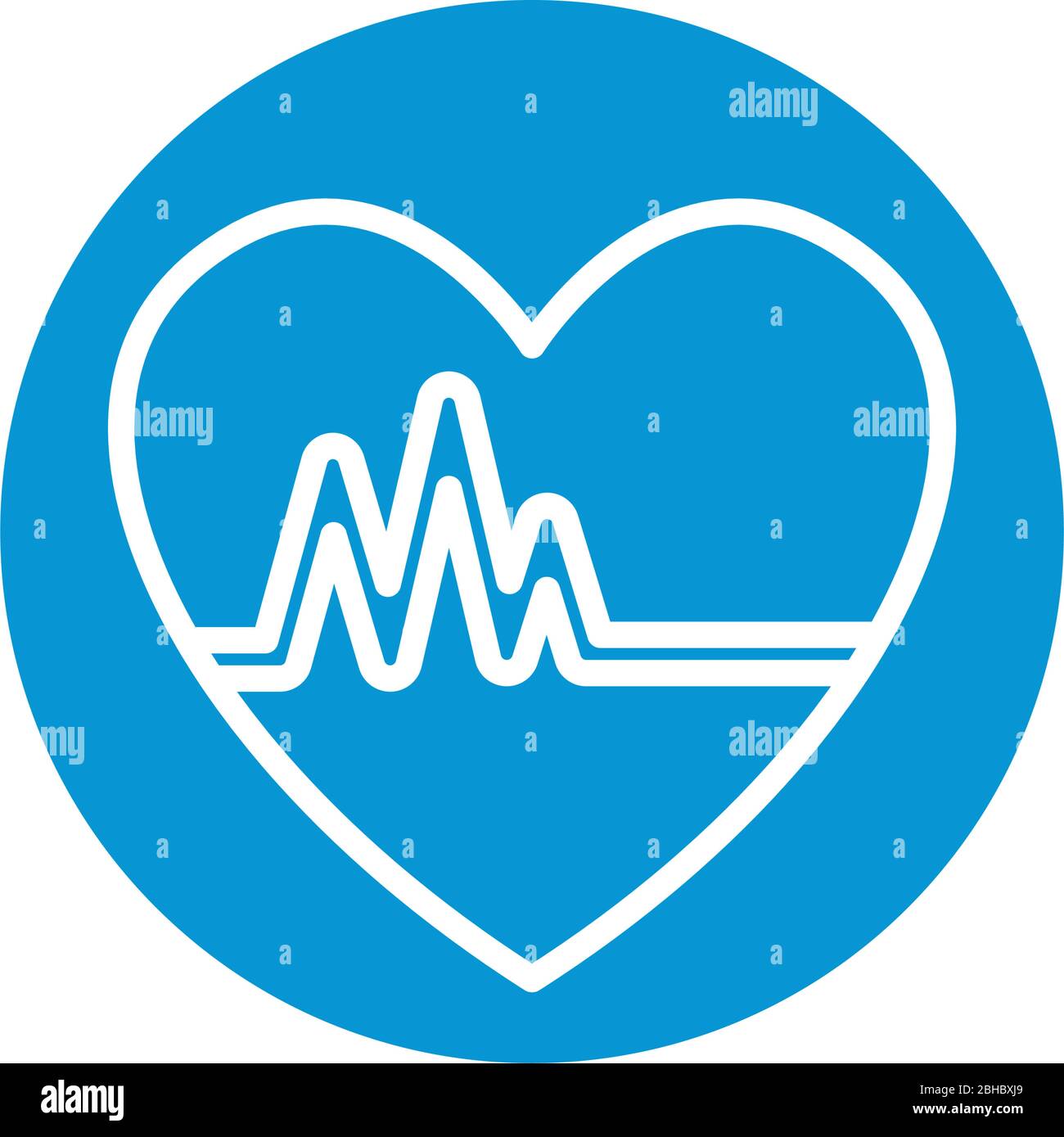cardio heart icon over white background, line block style, vector ...