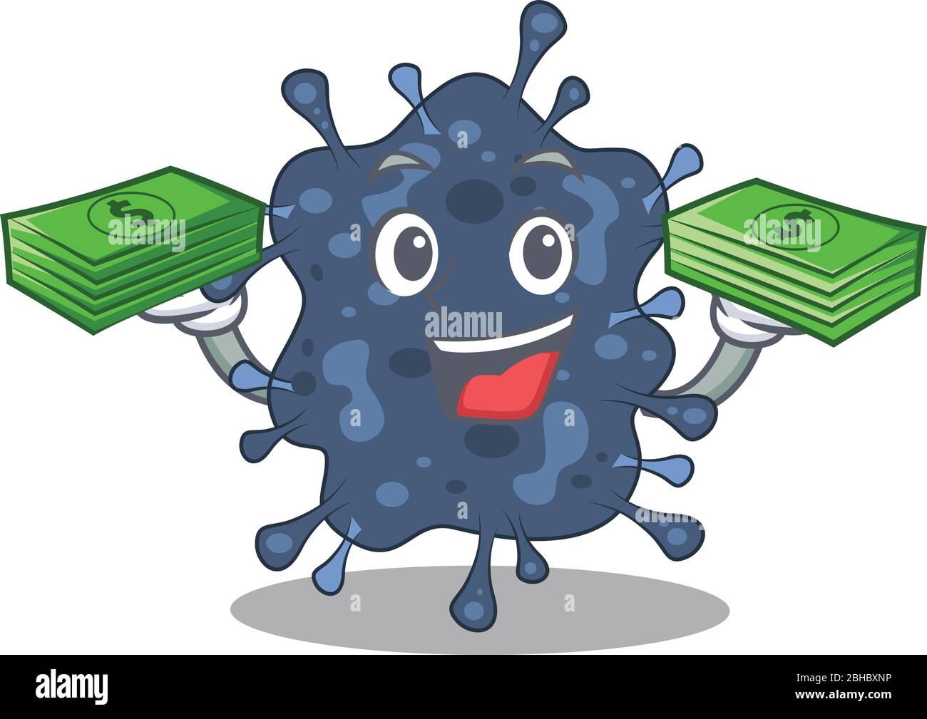 A wealthy bacteria neisseria cartoon character having money on hands ...