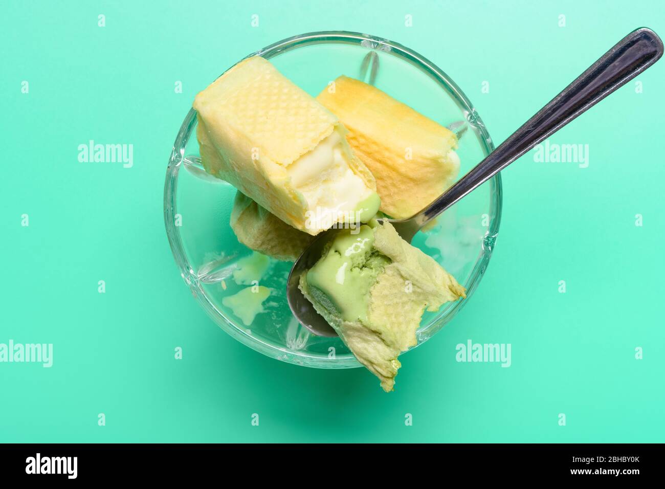 top view ice cream blocks with wafer outside Stock Photo - Alamy