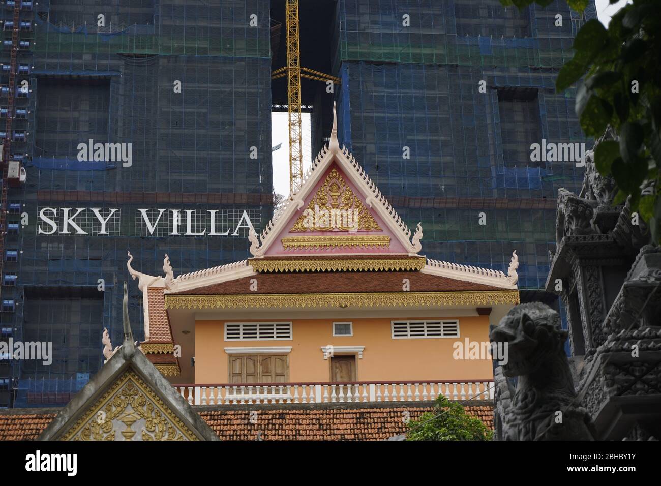 traditional architecture contrast with modern building under ...
